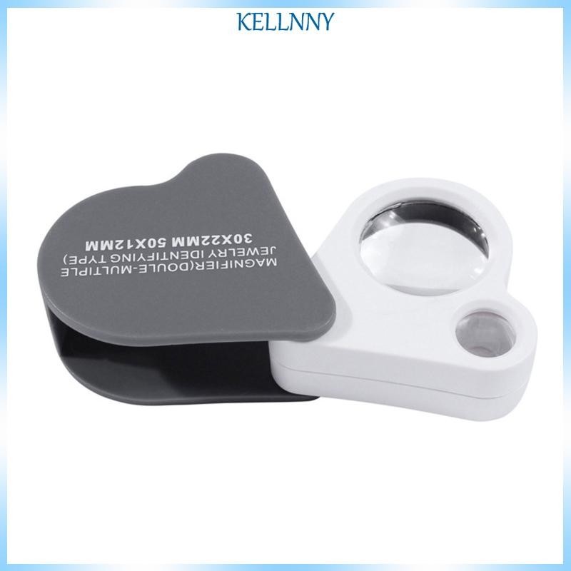Kellnny 30X 50X Magnifying Glass Double Lens Eye Loupe Pocket Magnifier ...