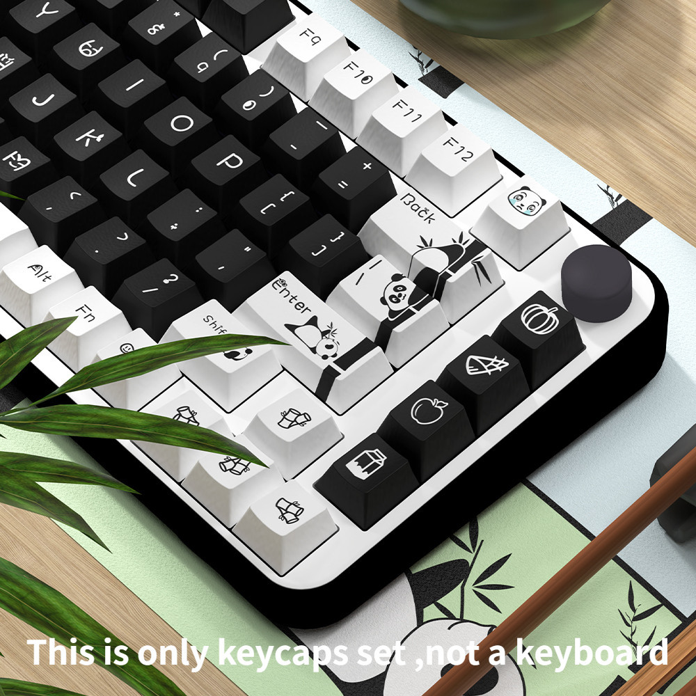 PBT Cute Personalized Panda Theme Black and White Cherry Keycaps ...