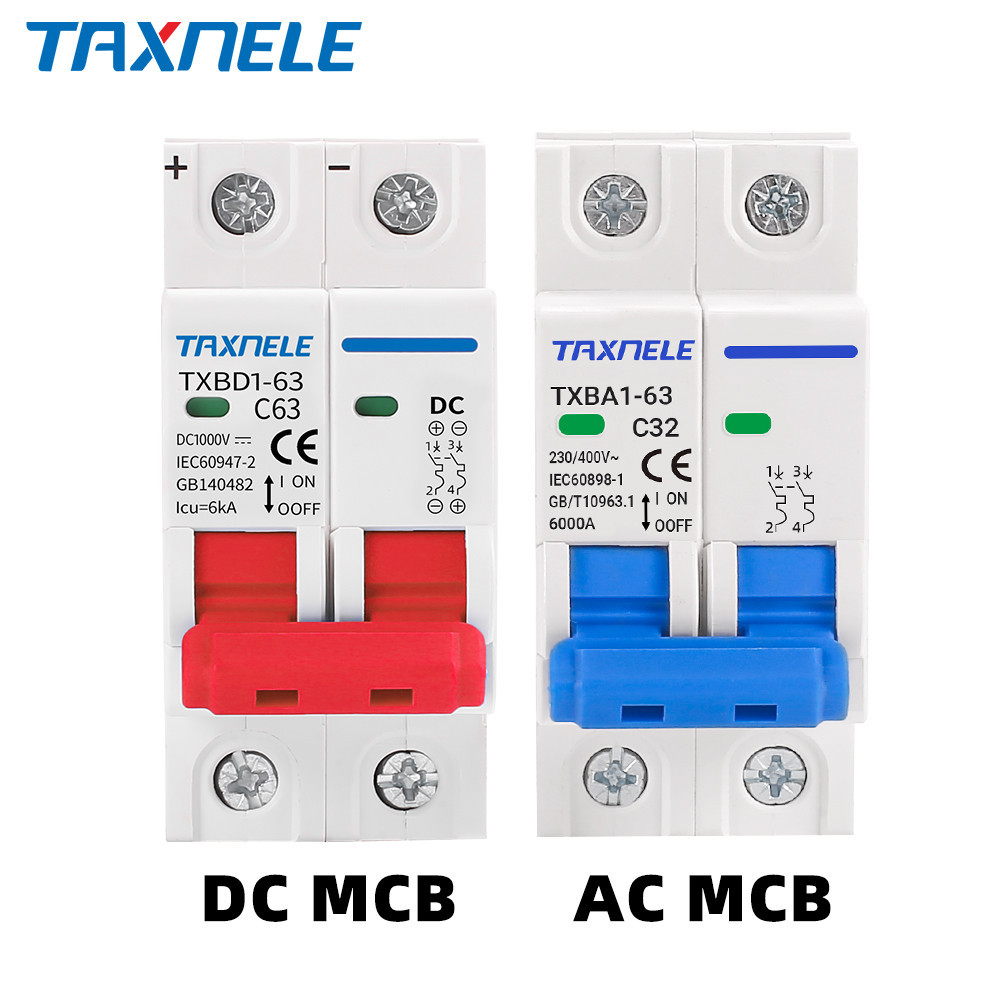 TAXNELE 2P AC DC 1000V 6A 10A 16A 20A 25A 32A 40A 50A 63A MCB PV Solar Mini Circuit Breaker ...
