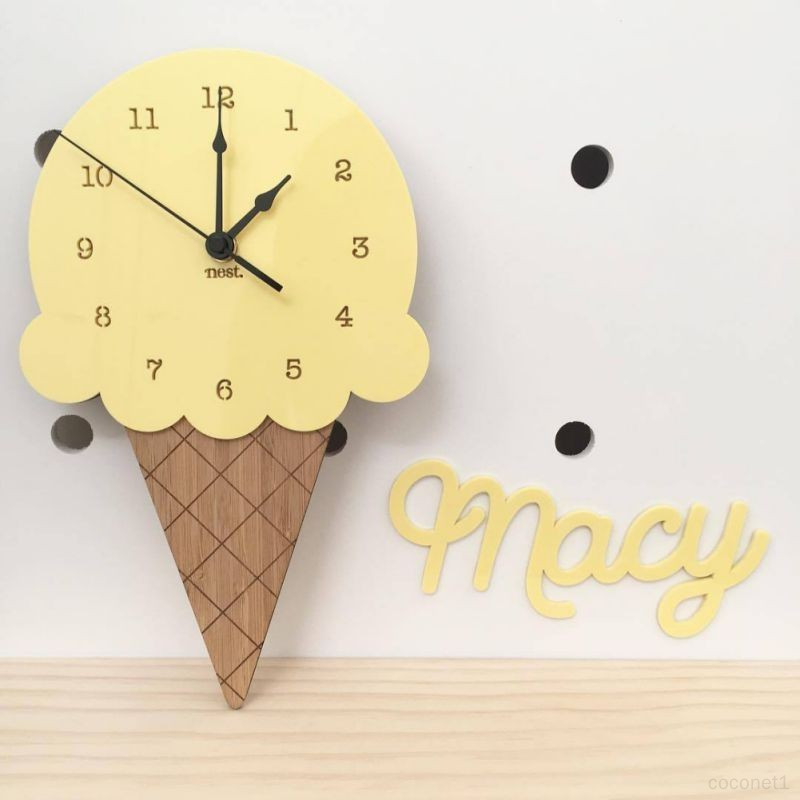 Ins Decoration Nordic Style Home Ice Cream Clock Cartoon Silent Clock ...