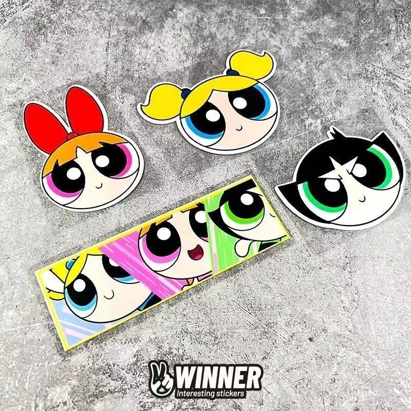 Jdm Powerpuff Girls Cartoon Reflective Stickers Cute Creative Car ...