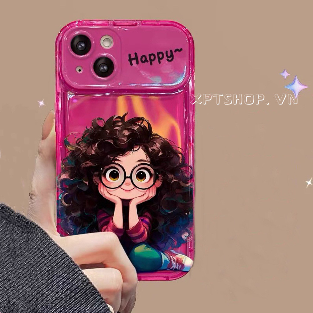 Girl With Glasses Curly Hair Phone Case For iPhone 17ProMax 16Plus 15 ...