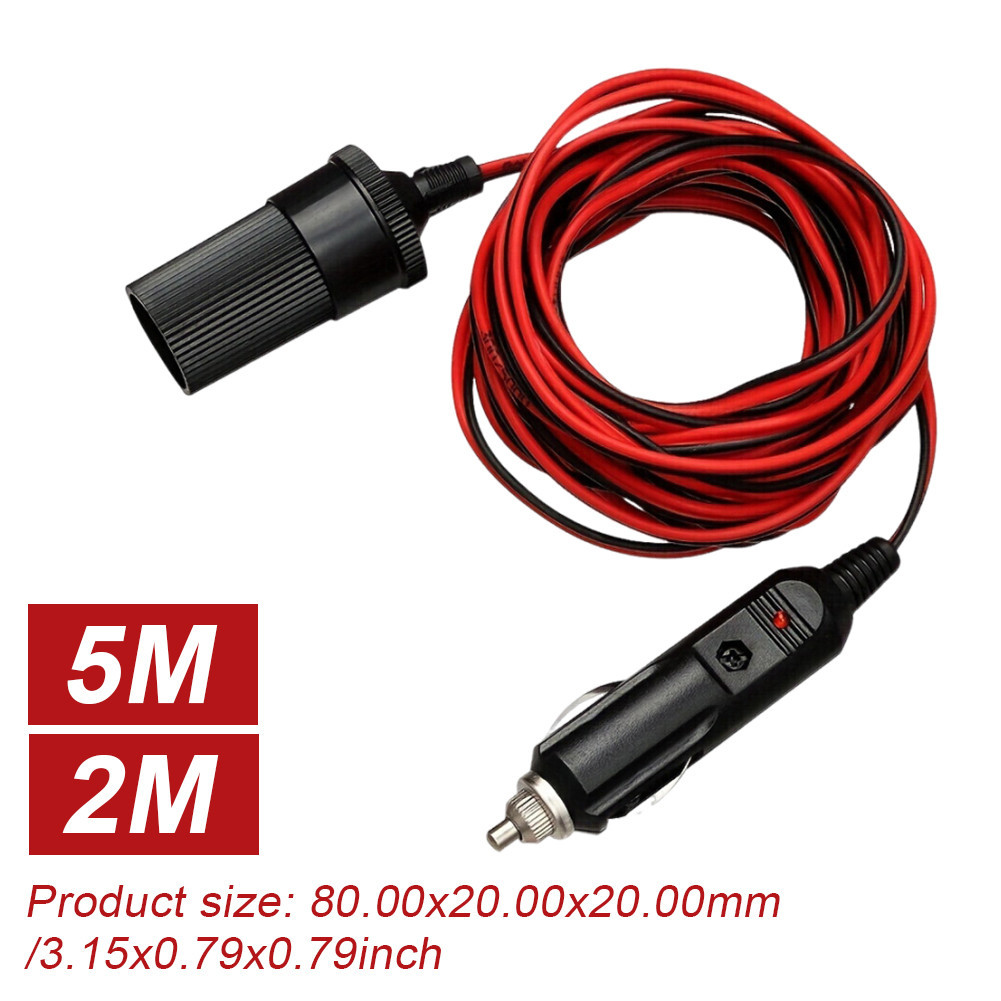 2M/5M Car Lighter Extension Cable 12/24V 10A Car Socket Power Adapter ...