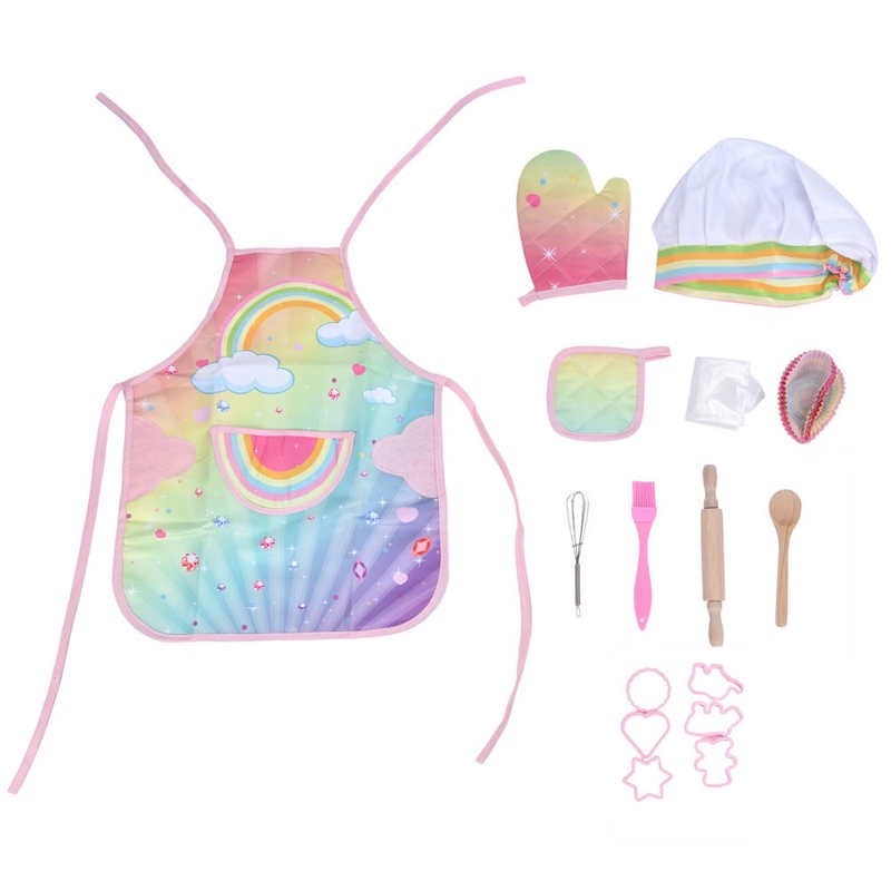 Kids Baking Chef Set Apron Oven Glove Cooking Chef Dress Up Role Play ...