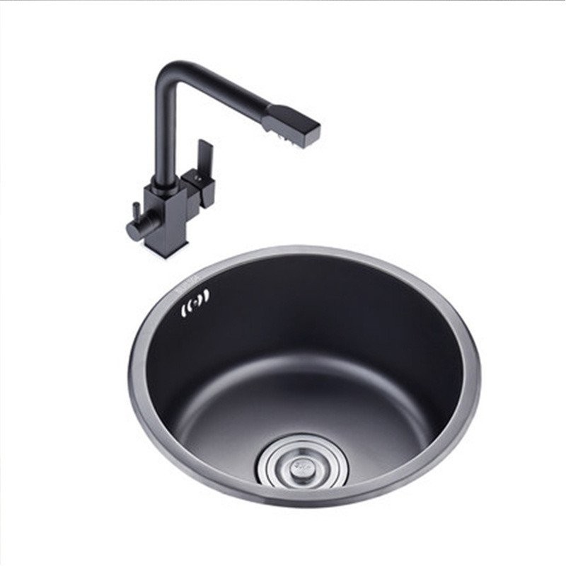 Black Nano Round Mini Sink Small Single Bowl304Stainless Steel Bar ...