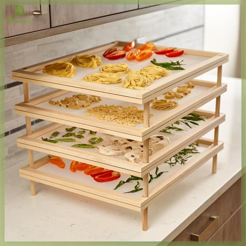 Delication Wooden Herb Drying Rack 2 Layer Stackable Food Dryer With ...