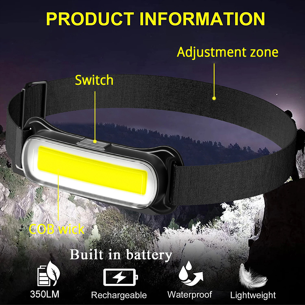 Rechargeable LED Headlamp 3 Modes Headlight Waterproof Head Lamp ...