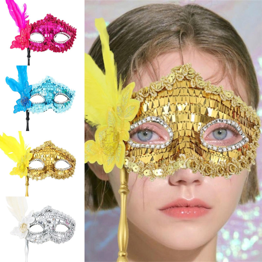 Venice Queen Eyepatch Party Mask With Holding Stick Masquerade Princess ...