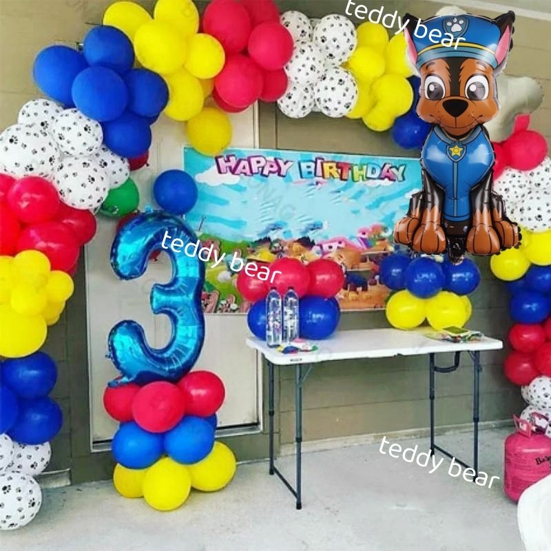 Paw Patrol Balloon Garland Arch Kit 32inch Blue Number Dog Paw Bone Foil Balloons Birthday Party ...
