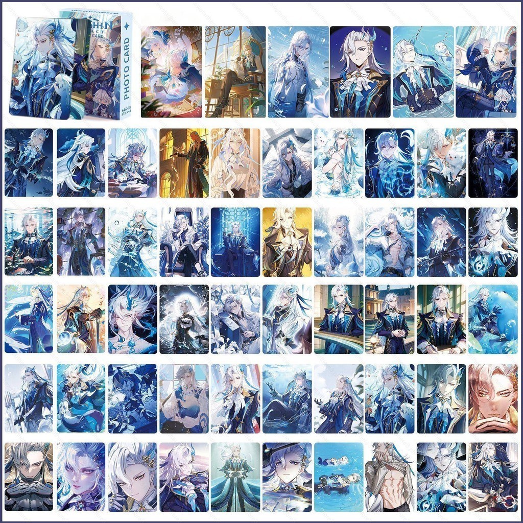 YE 56PCS/set Genshin Impact Neuvillette Laser card lomo card postcard ...