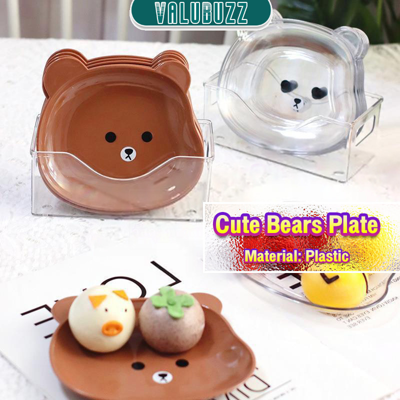 VB Cute Bears Plate Reusable Plastic Breakfast Salad Yogurt Bowl ...