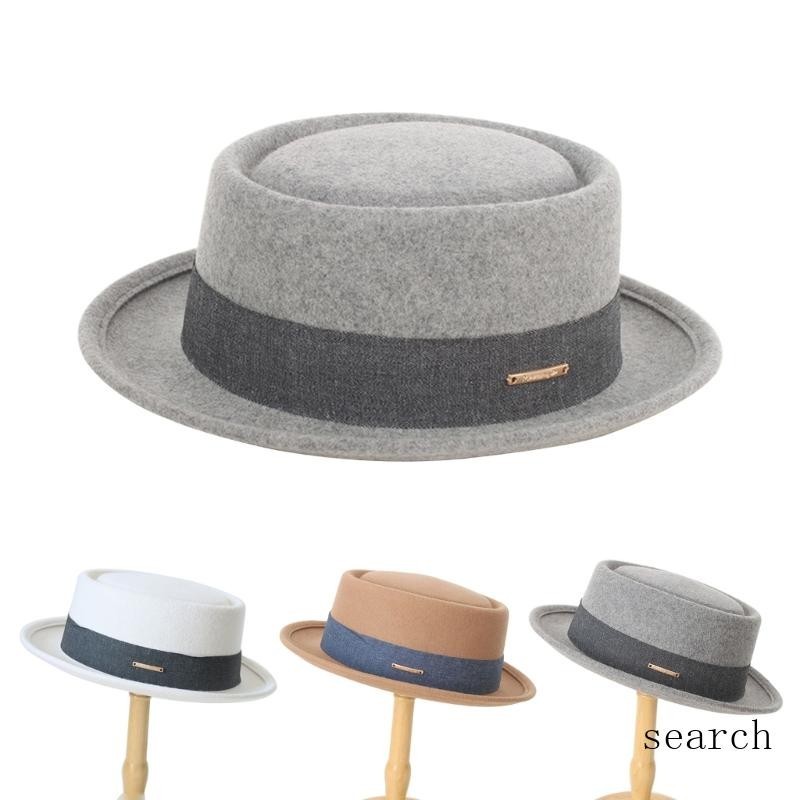 search Vintage Rolled Trim Hat Woolen Top Hat Unisex Cosplay Party ...