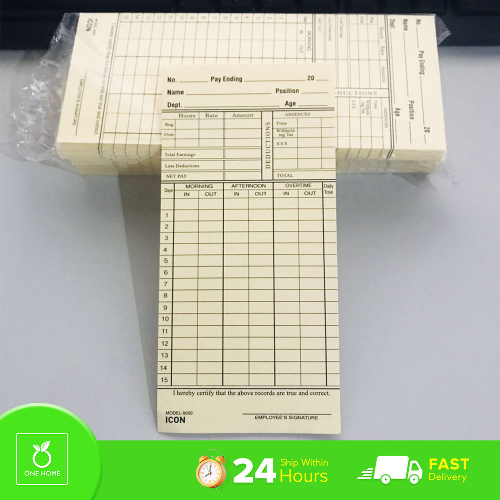 One Home Two-Sided Employee Attendance timecard 100pcs | Shopee Philippines