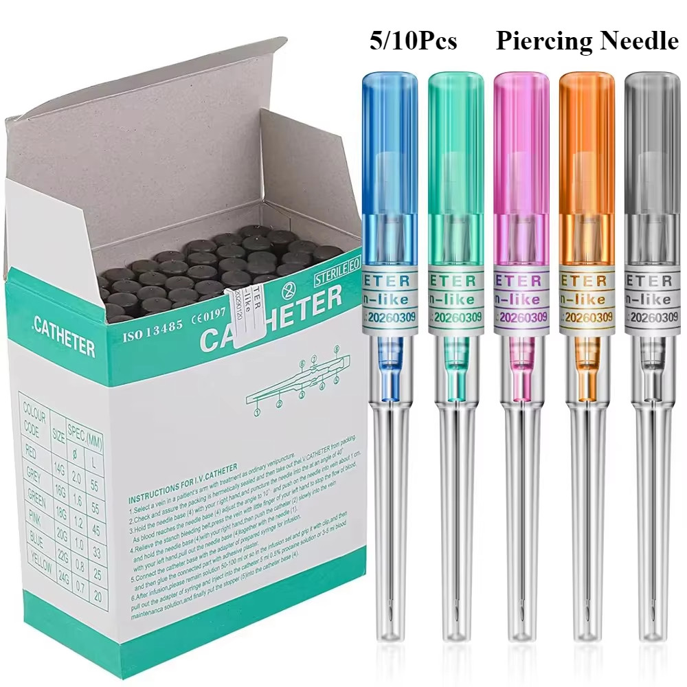 5/10PCs Catheter Piercing Needles Sterile Disposable Body Piercing ...