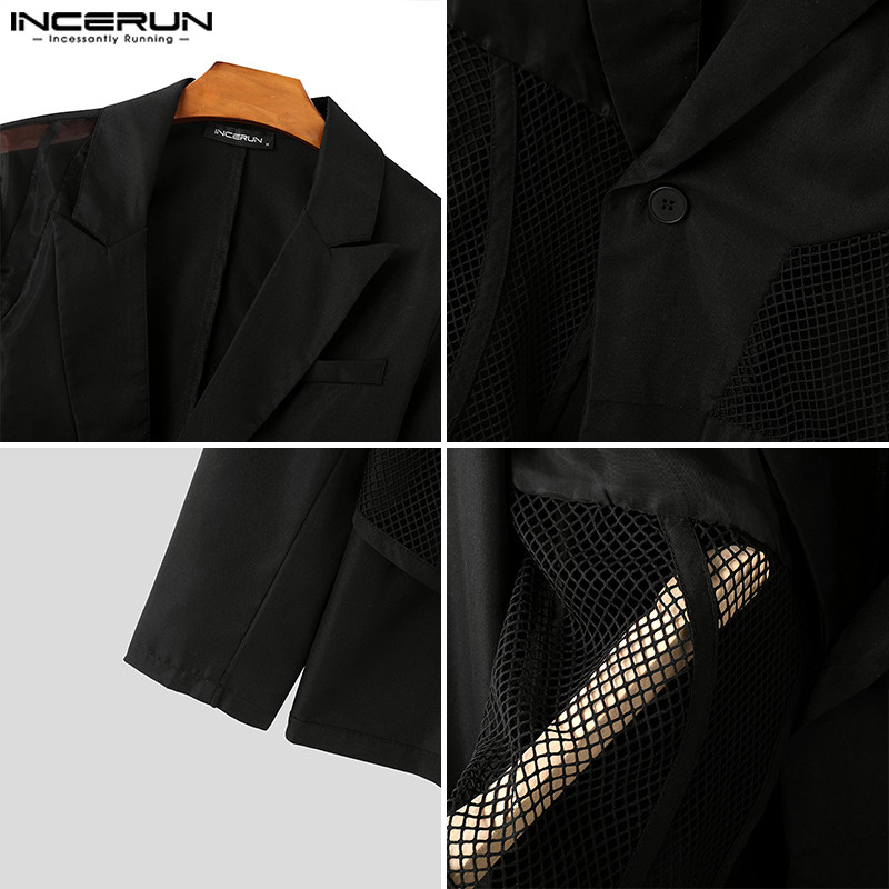 INCERUN Men Vintage Mesh Deconstructed Design Irregular Hem Casual ...