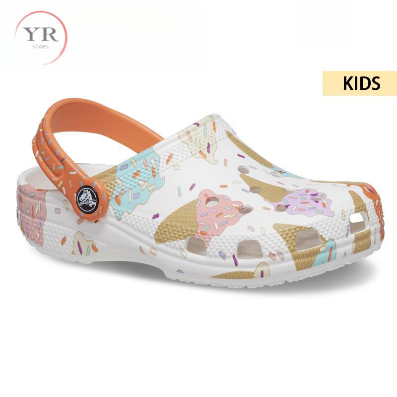 Kids Crocs Ice Cream Graphic Clog Anti-Slip Shoes Cartoon Beach Shoes ...