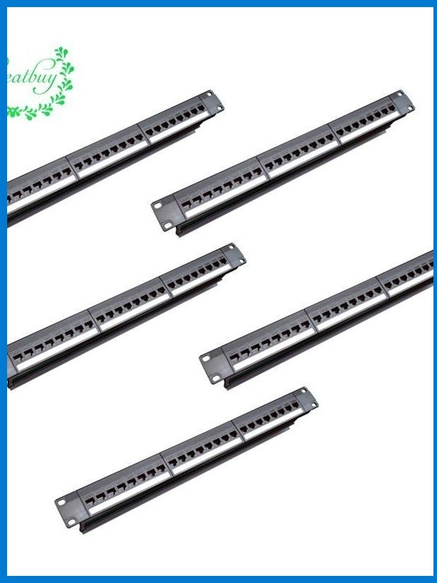 5X 19Inch 1U Cabinet Rack Pass-Through 24 Port CAT6 Patch Panel RJ45 ...