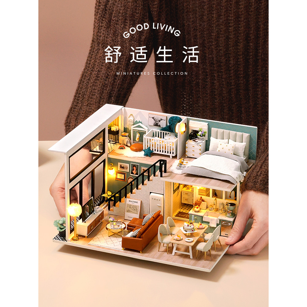 diy Miniature House Model Toy Handcrafted Assembly for Cottage Loft ...