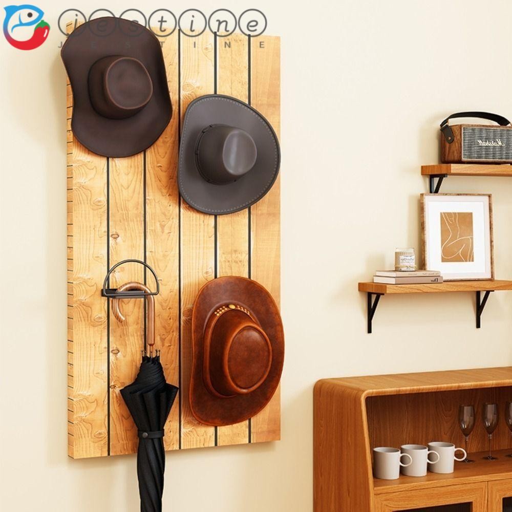 JESTINE Cowboy Hat Rack, Wall Mounted Black Stand Hat Display Holder ...