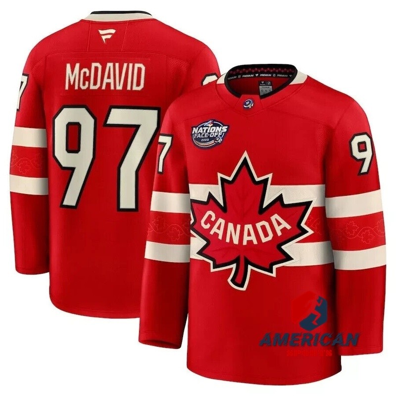 Men's 2024-25 NHL Team Canada Connor McDavid Red 4 Nations Face-Off ...