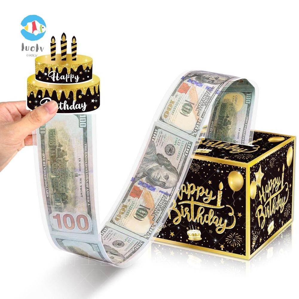 LUOLUVO Cash Pull Gift Box, Paper Birthday Money Pulling Box, Birthday ...