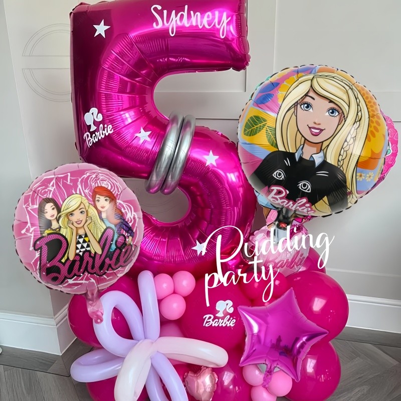 Barbie Princess Themed Party Balloons Pink Number 1-9Foil Balloons For ...