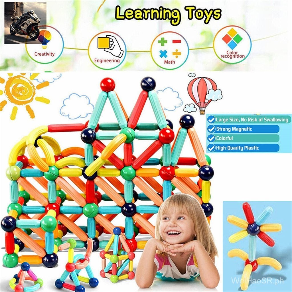 Magnetic Constructor Blocks Set Toys for Kids Magnet Stick Rod Building ...