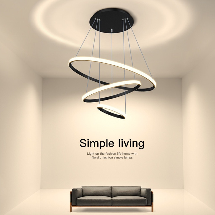 Led tri color lamp living dining room light Modern chandelier stair ...