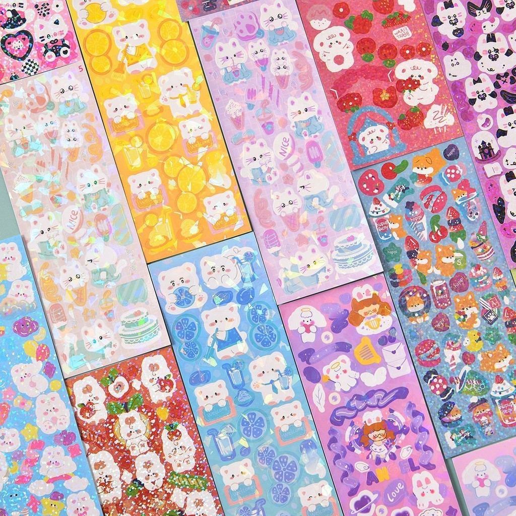 Set 20 Stickers Cute Cartoon Goo Card Stickers Laser Stickers Children ...