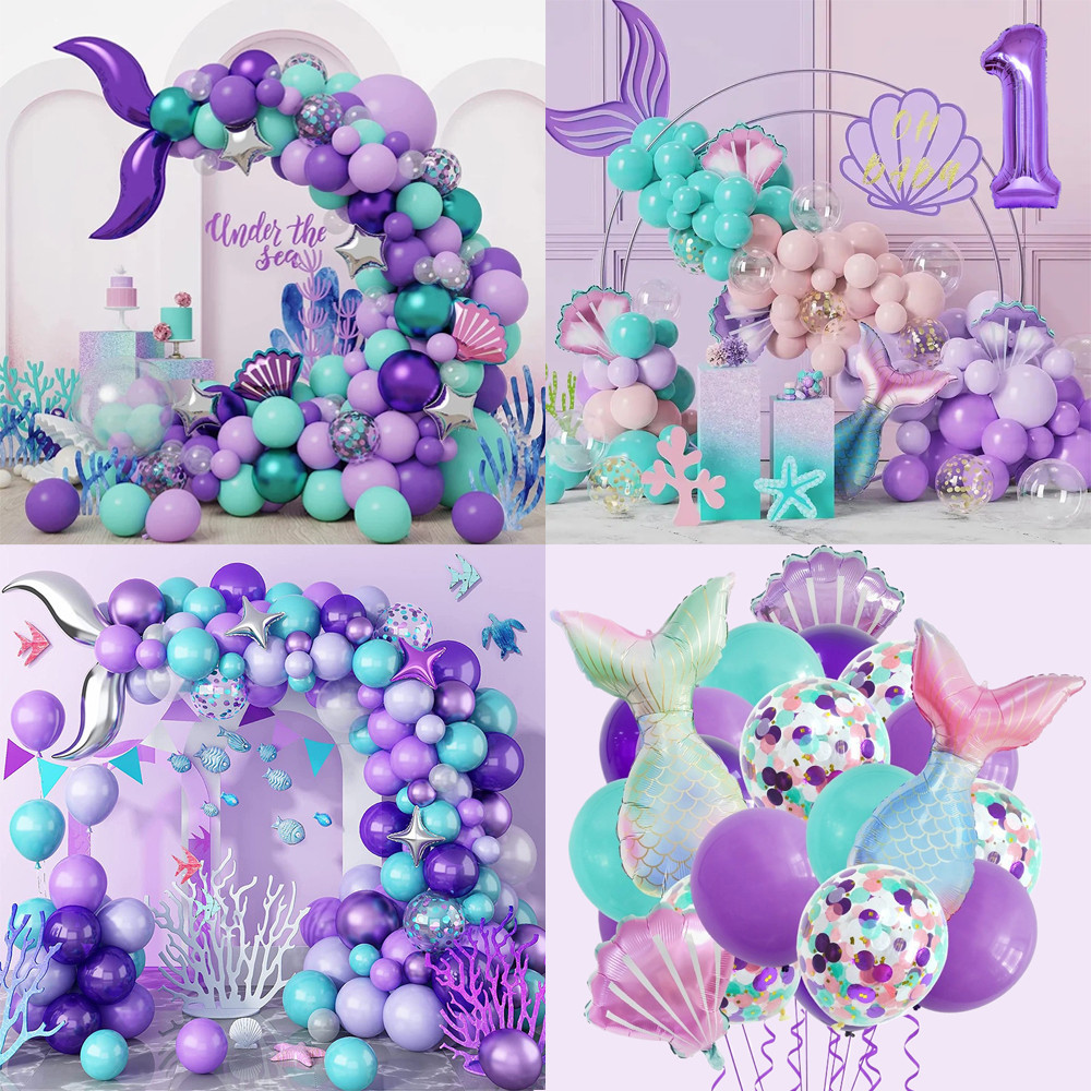 Balloon Set Arch Mermaid Theme Garland Balloon Chain Latex Balloons ...