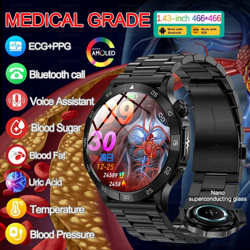 AI Medical Diagnosis Bluetooth Call Smart Watch Blood Glucose Blood ...