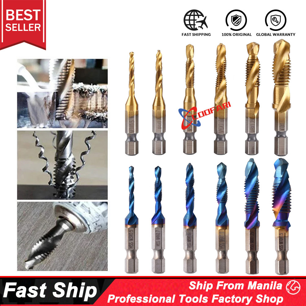 6pcs M3-M10 Screw Tap Drill Bits Hss Taps Countersink Deburr Set Metric ...