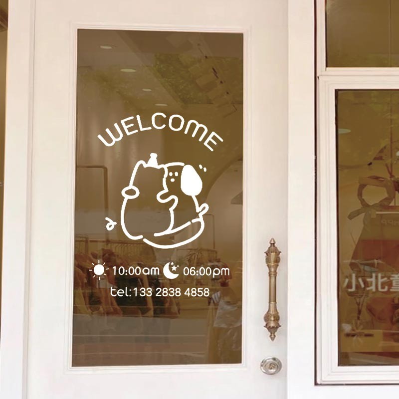Customize Business Hours Vinyl Wall Glass Stickers for Pet Shop Coffee ...
