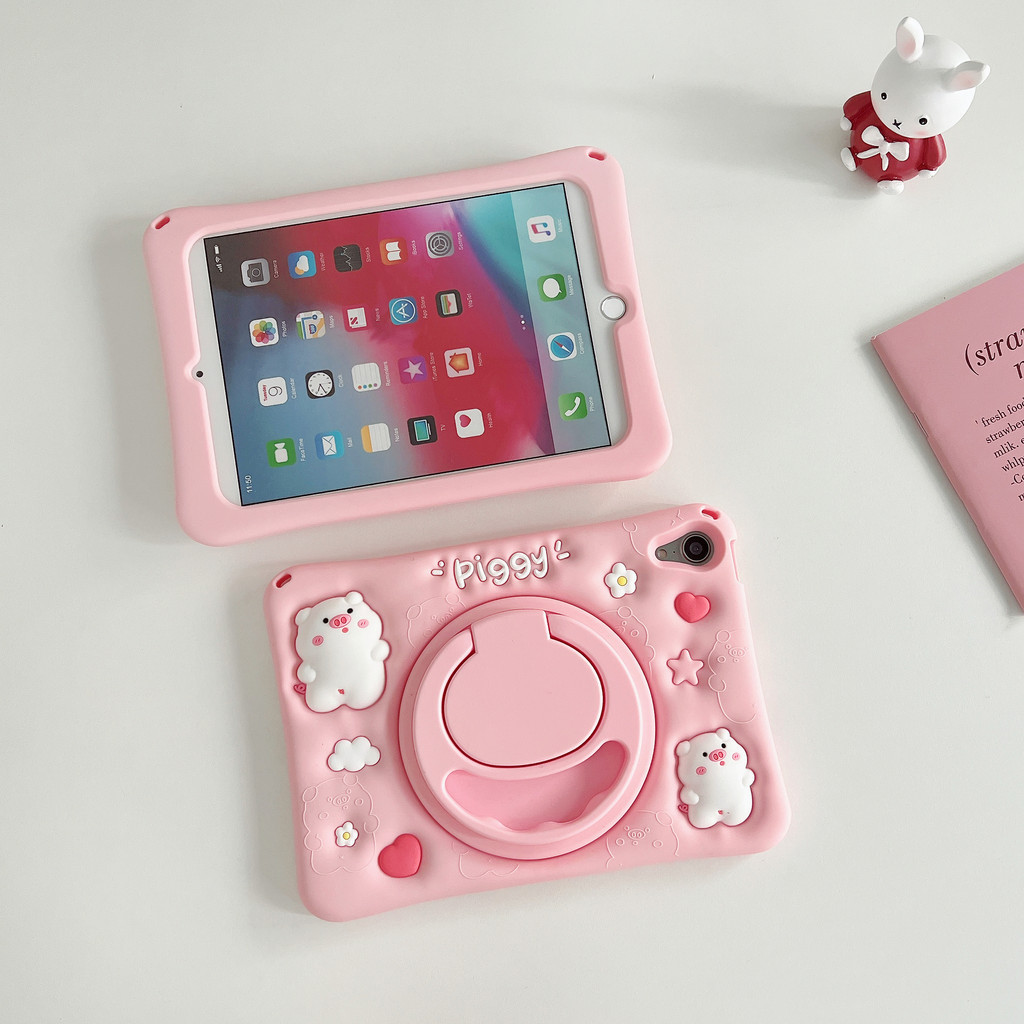 Cartoon Pink Pig soft Silicon gel Tablet Case for iPad 10.2" A2200 A2430 A2604 Protective Cover ...