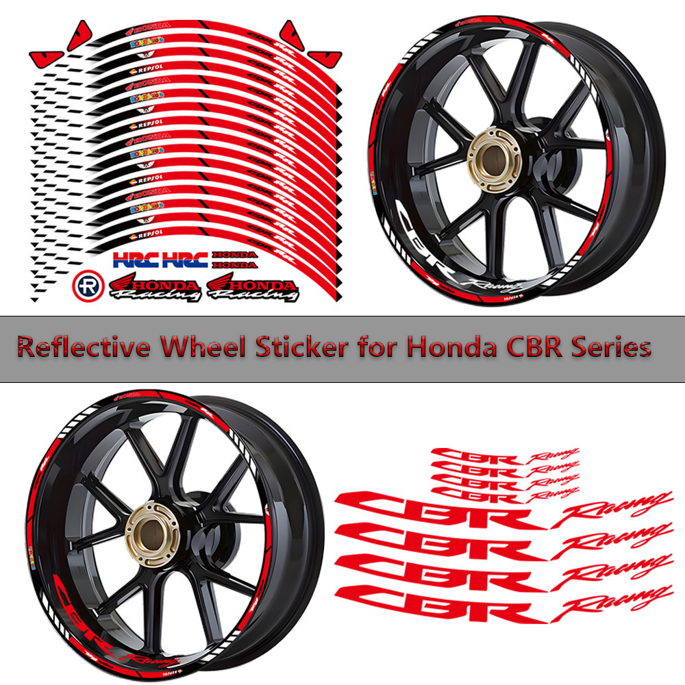17 inch Motorcycle Wheel Sticker Reflective Wheel hub Rim Decals for ...