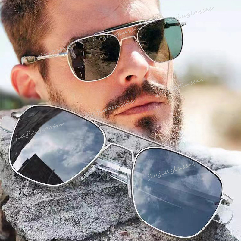 Fashion Aviator Sunglasses Men Square Metal Shade Glasses Outdoor Pilot ...