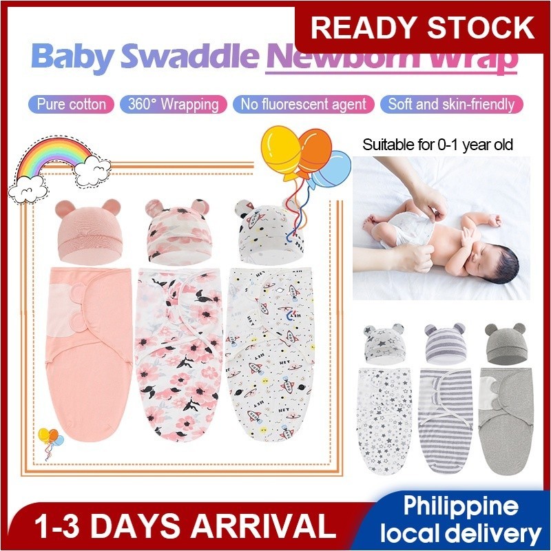 Baby Swaddle Wrappers 100% Cotton Swaddle Adjustable Magic Sticker Gift ...