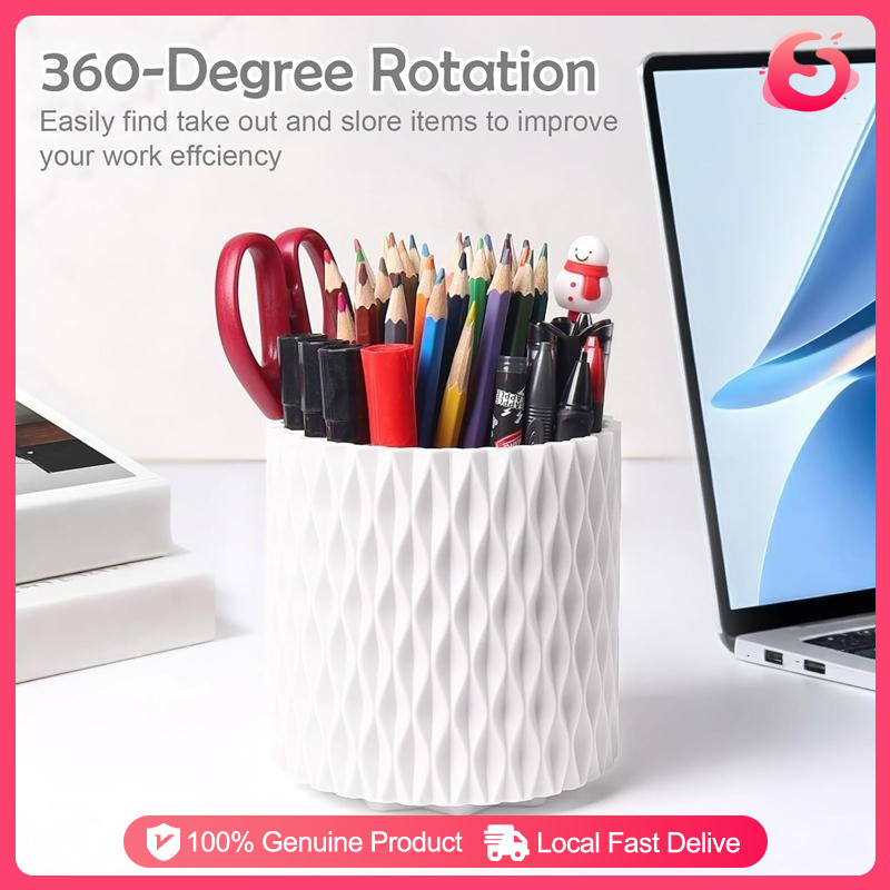 Rotating Pen Container Large Capacity Kid Student Office Desk Desktop ...