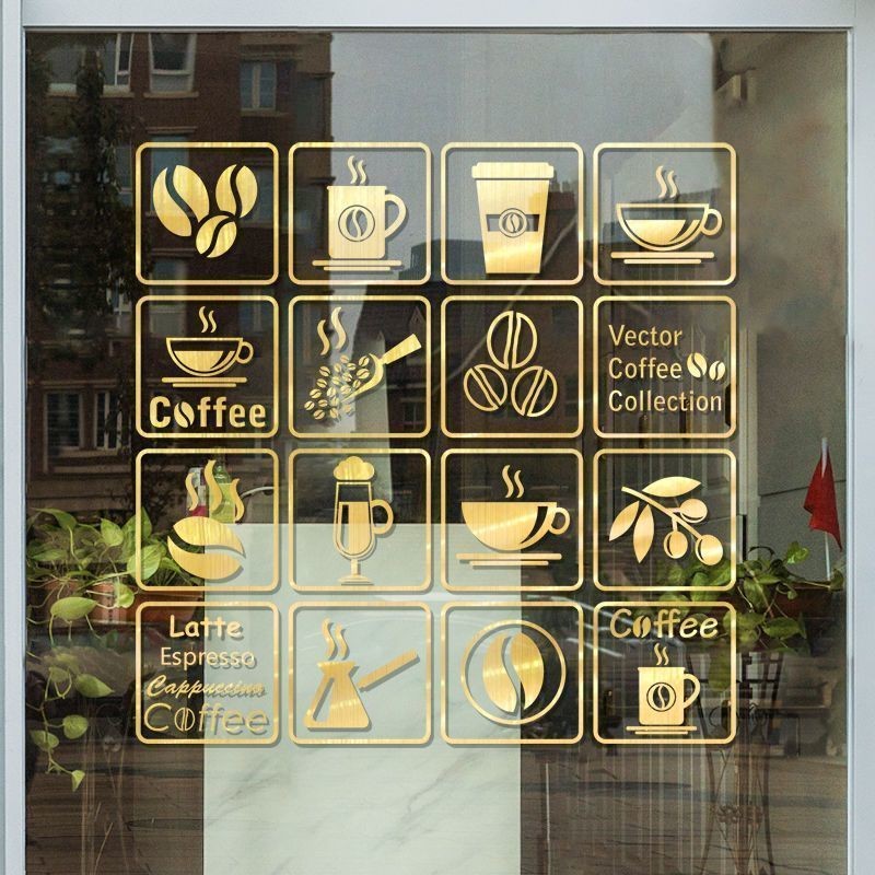 Glass Door Sticker | Cafe Milk Tea Juice Cold Drink Shop Decoration ...