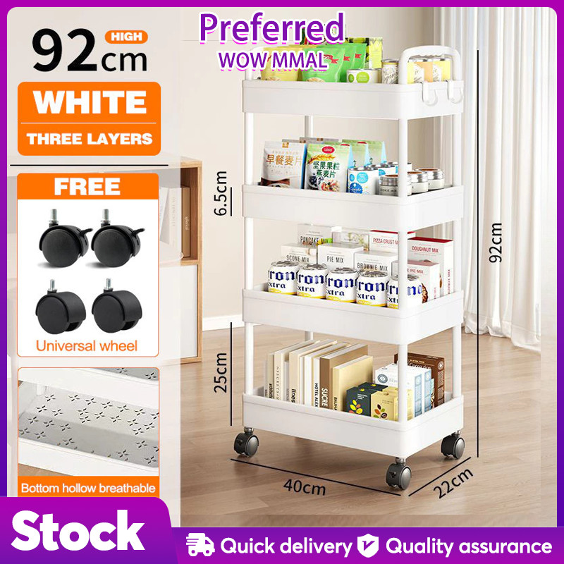 Moving Rack Bathroom Organizer rack Kitchen Storage Shelf Wall Trolley ...