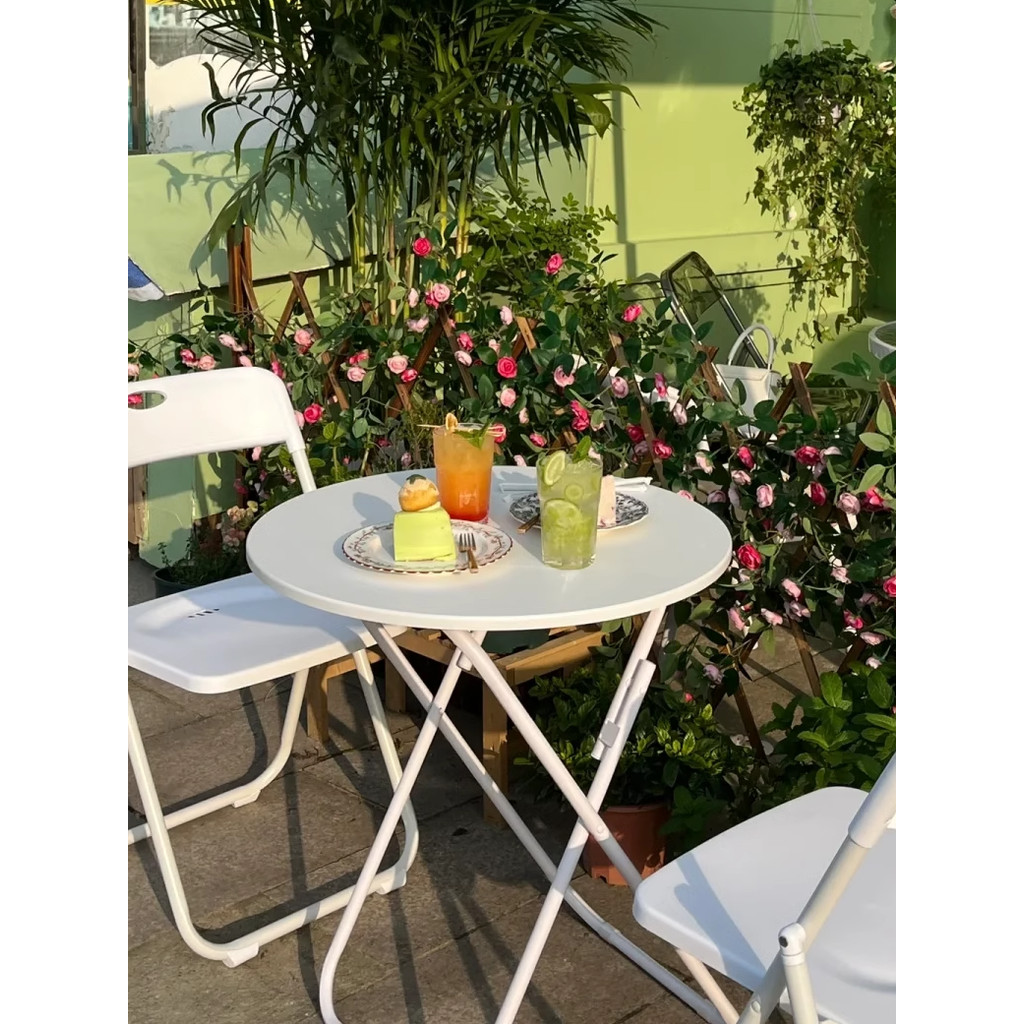 Round Table Simple Folding Table White Leisure Meeting Table Coffee ...