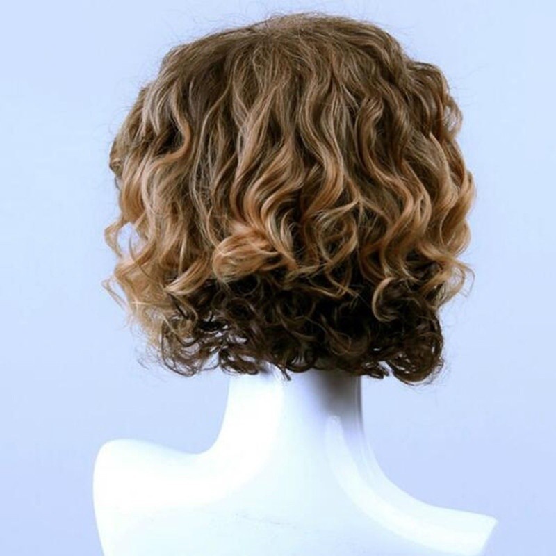European American Men's Wig Slanting Bangs Short Curly Hair Rose Net ...