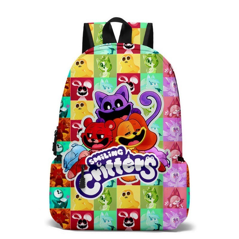 Smiling Critters Backpack Kids School Bag Kawaii Anime Animals CatNap ...