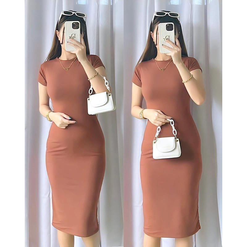 Sassy Basic double lining bodycon plain dress | Shopee Philippines