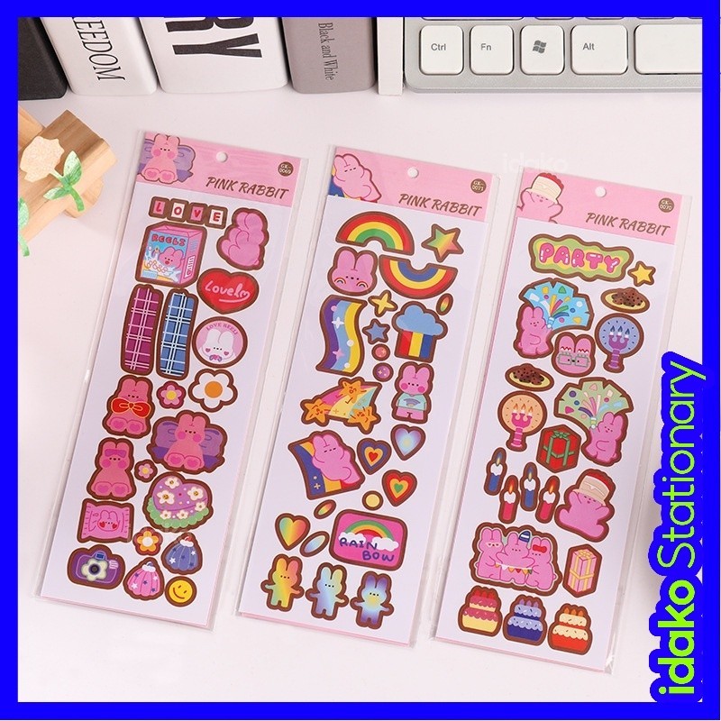 Bunny Cute Animal Pink Goo Card Sticker GK0069 | Shopee Philippines