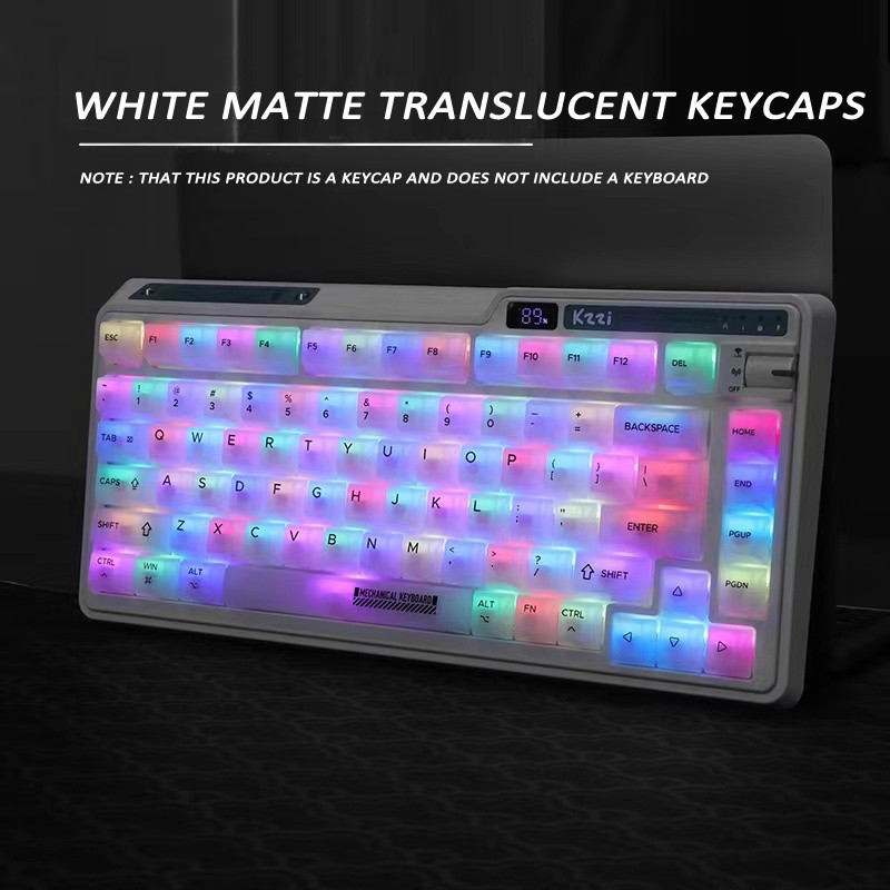 122 Keys Milky White Keycap Frosted Fog Transparent Matte PC ABS ...