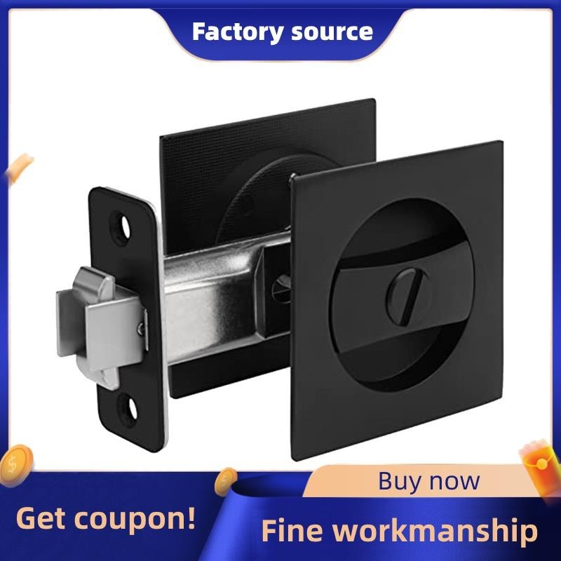Embedded Hidden Translation Wooden Door Lock Matte Black Contemporary ...