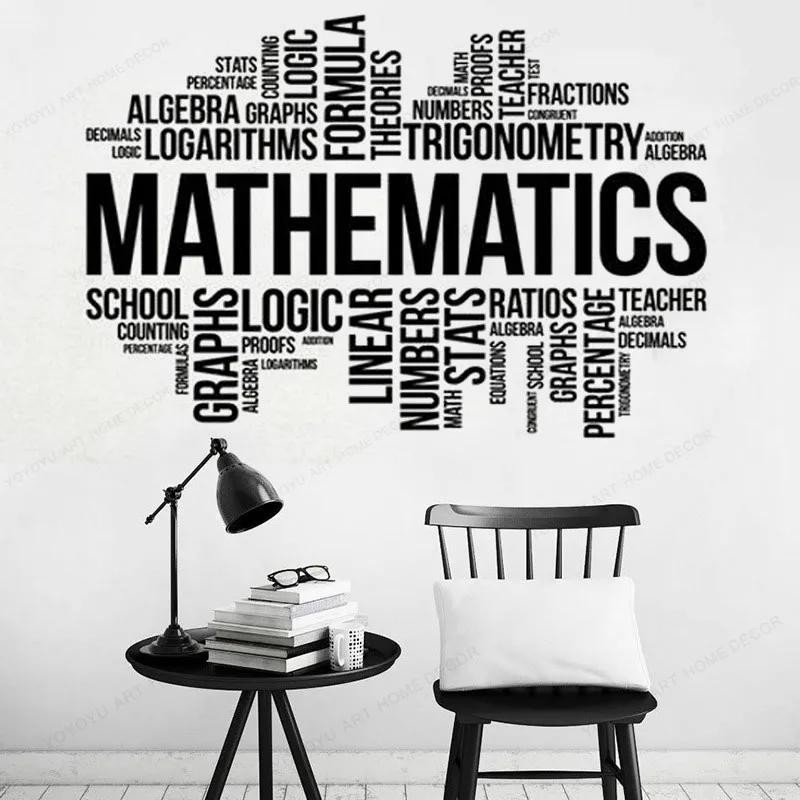 Mathematics Word Vinyl Wall Sticker School Classroom Math Inspirational ...