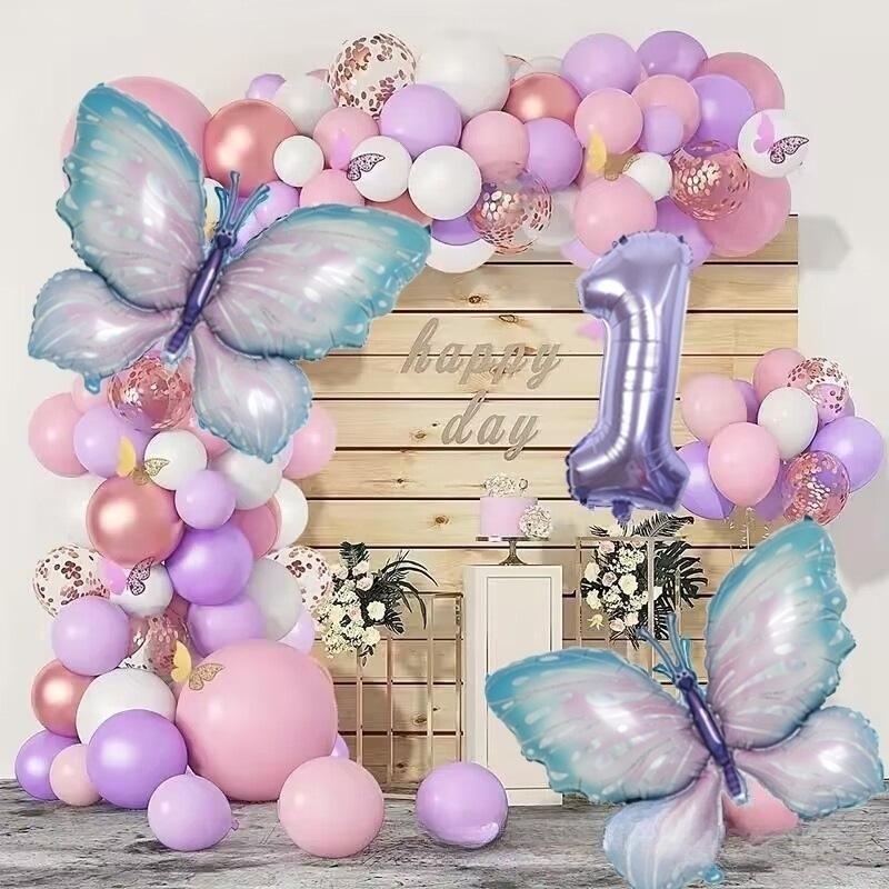 Butterfly Theme Balloon Set Party Digital Butterfly Foil Balloon Girls ...