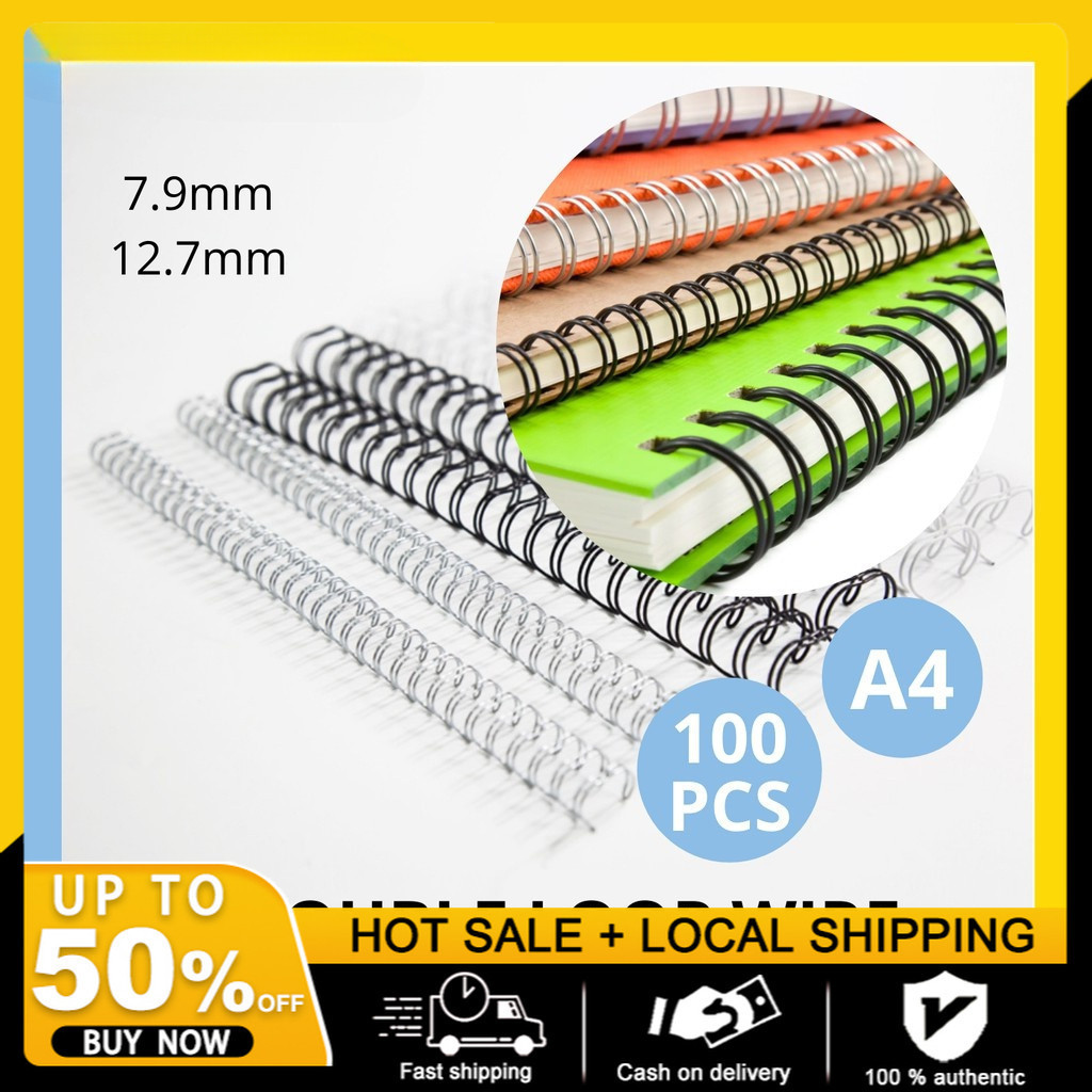 100pcs Double Loop Wire A4 Size 3:1 7.9mm / 12.7mm Pitch Metal Ring ...
